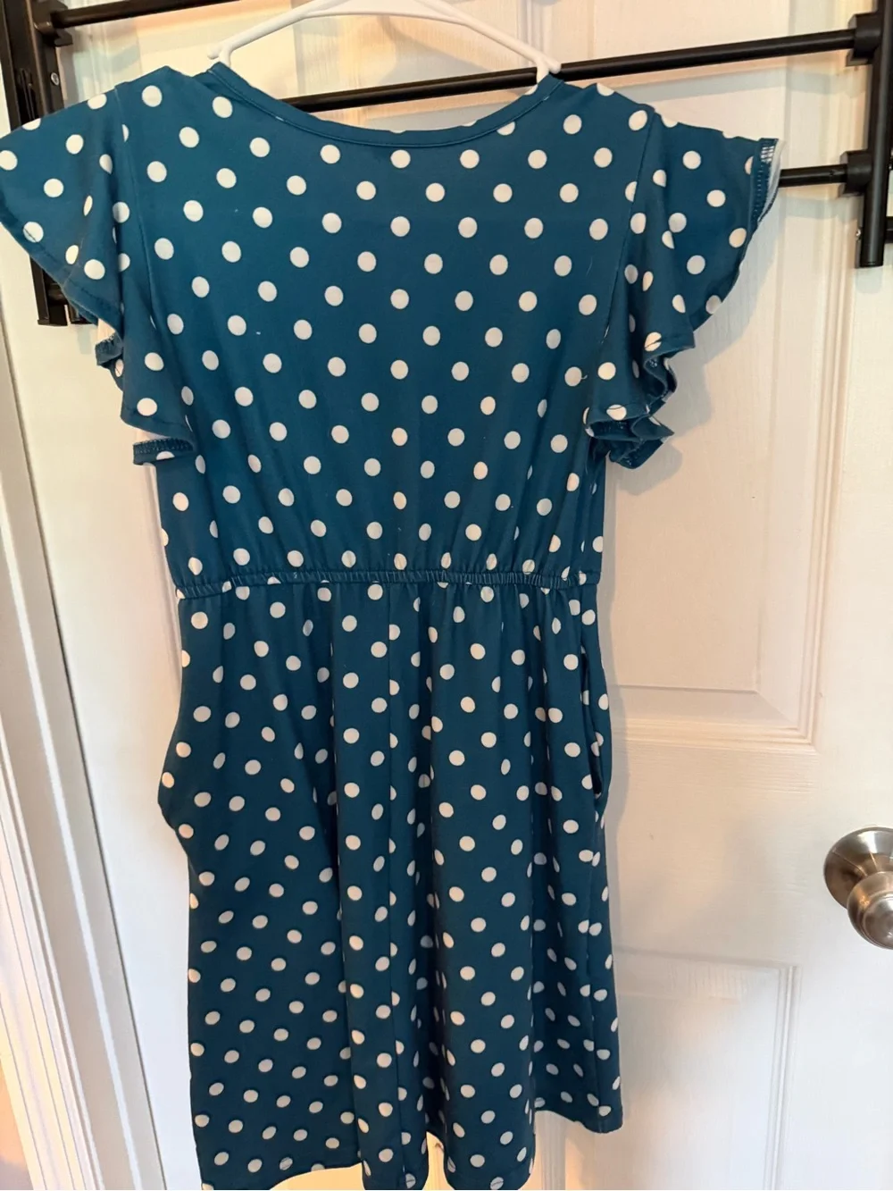Amazon | Dresses | Amazon Teal Polka Dot Flutter Sleeve Dress For Girls ...